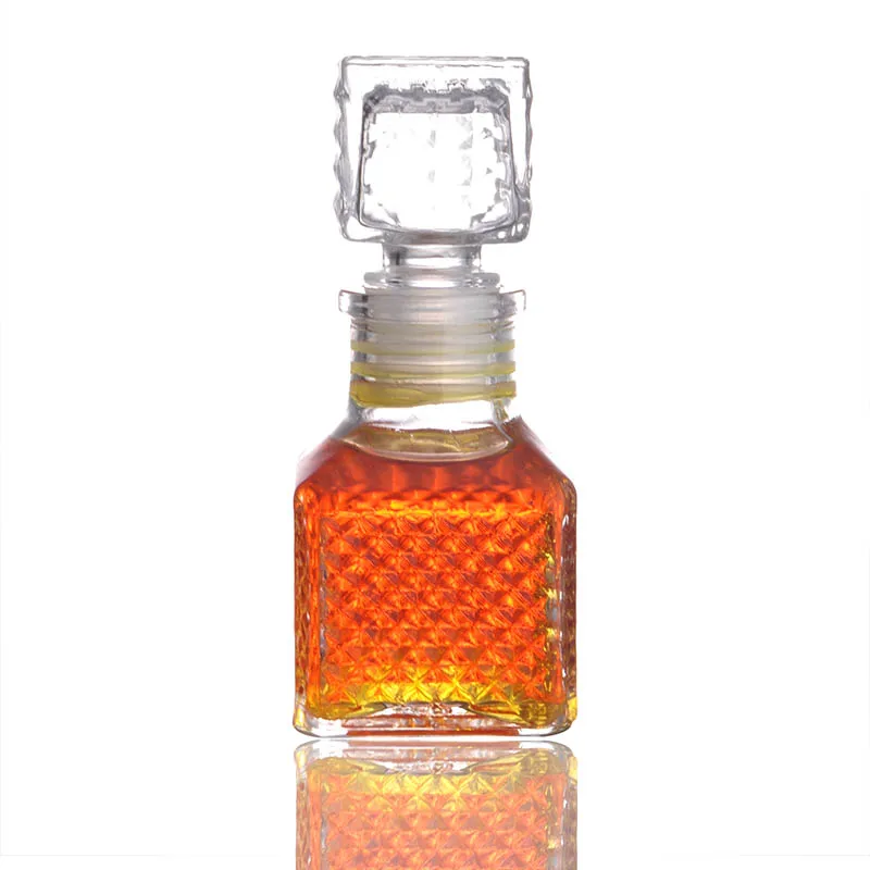 Customize Luxury Mini Liquor Bottle 50ml 100ml Embossed Glass Wine ...