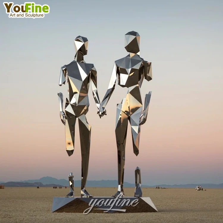 Modern Outdoor Abstract Metal Large Stainless Steel Lovers Figure ...
