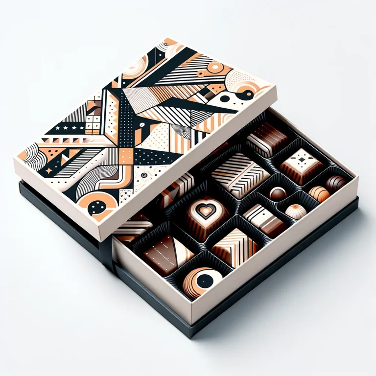 Chocolates Selection Praline Boxes White with Lattice Cardboard Craft ...