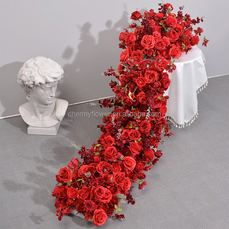 Customized Rose Flower Runner 2 Meter White Flower Row Flower Wall ...
