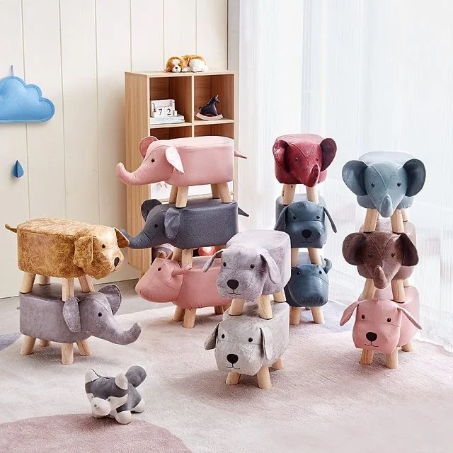 High Quality Leathaire Cute Animal Wood Kids Step Stools Foot Stools ...