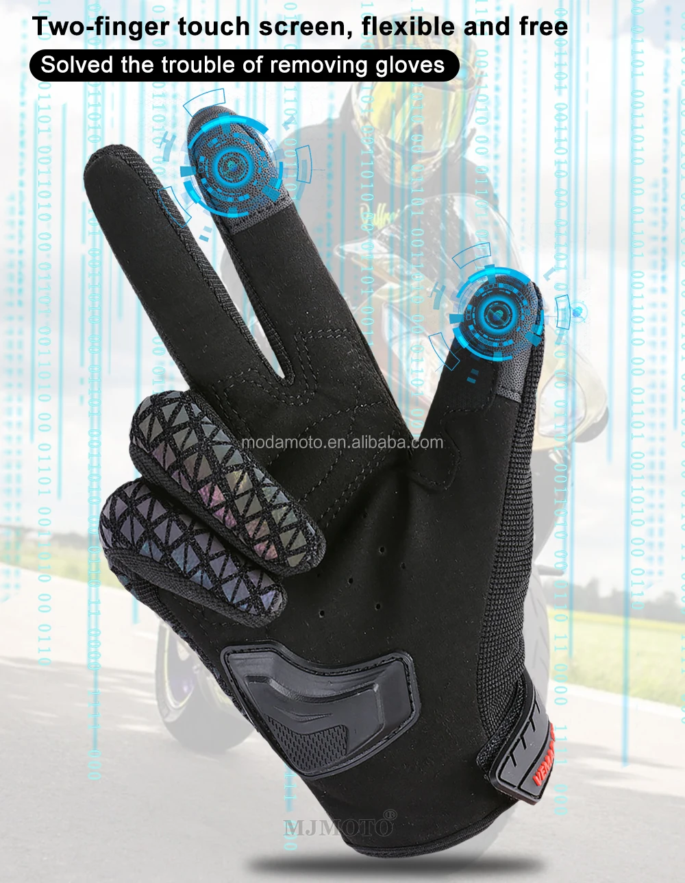 Vemar Motorcycle Riding Gloves - Reflective & Touch Screen