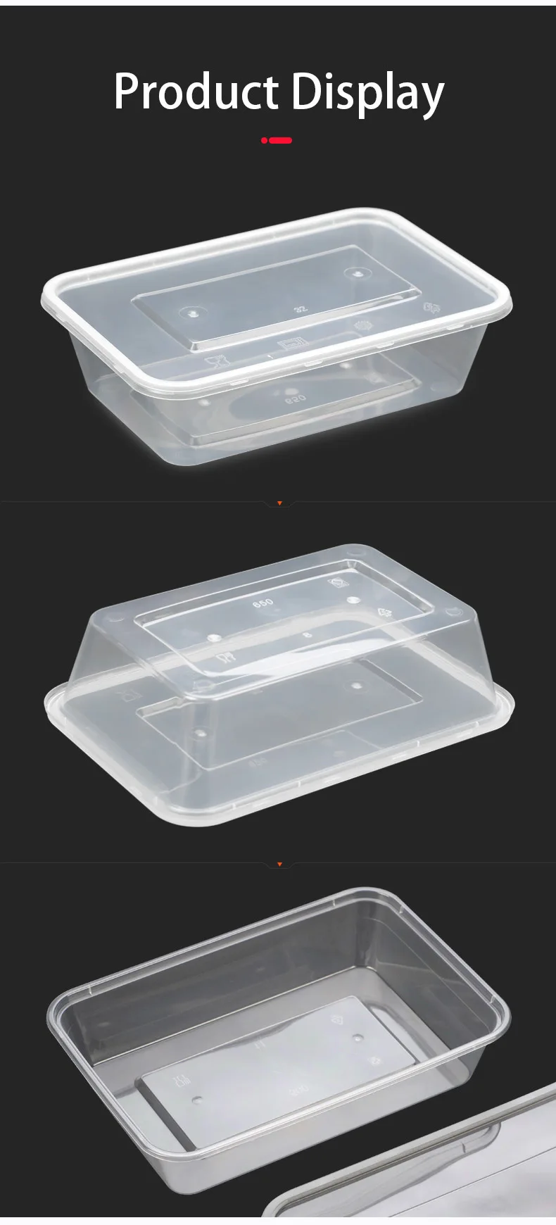 Hot Selling Rectangle Disposable Plastic Lunch Boxes