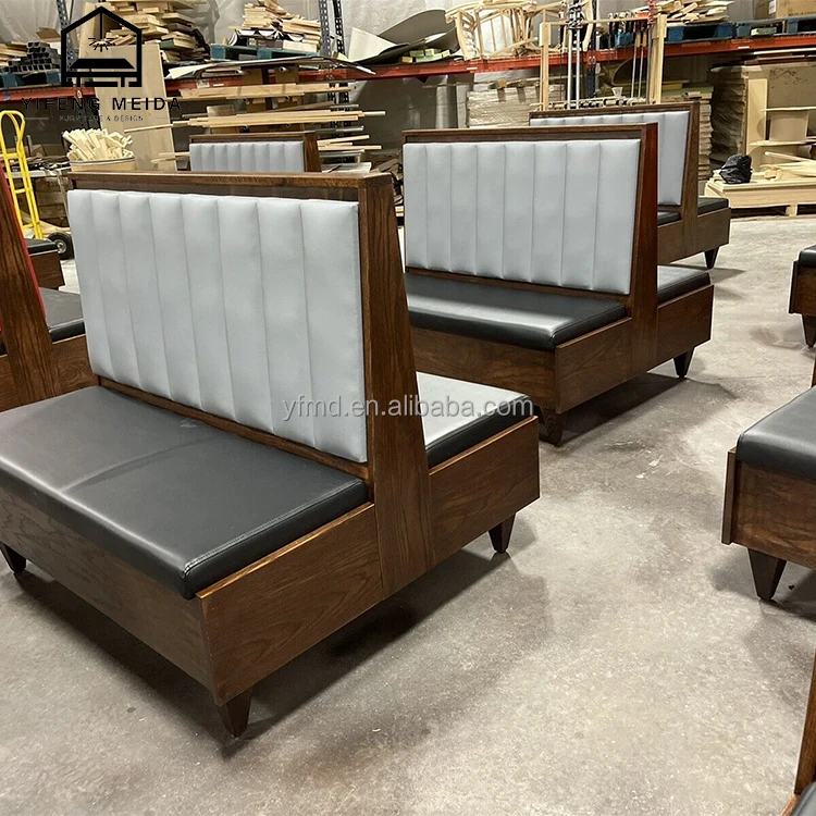 Customizable Size Tufted Leather Restaurant Booth L U Shape Modern ...