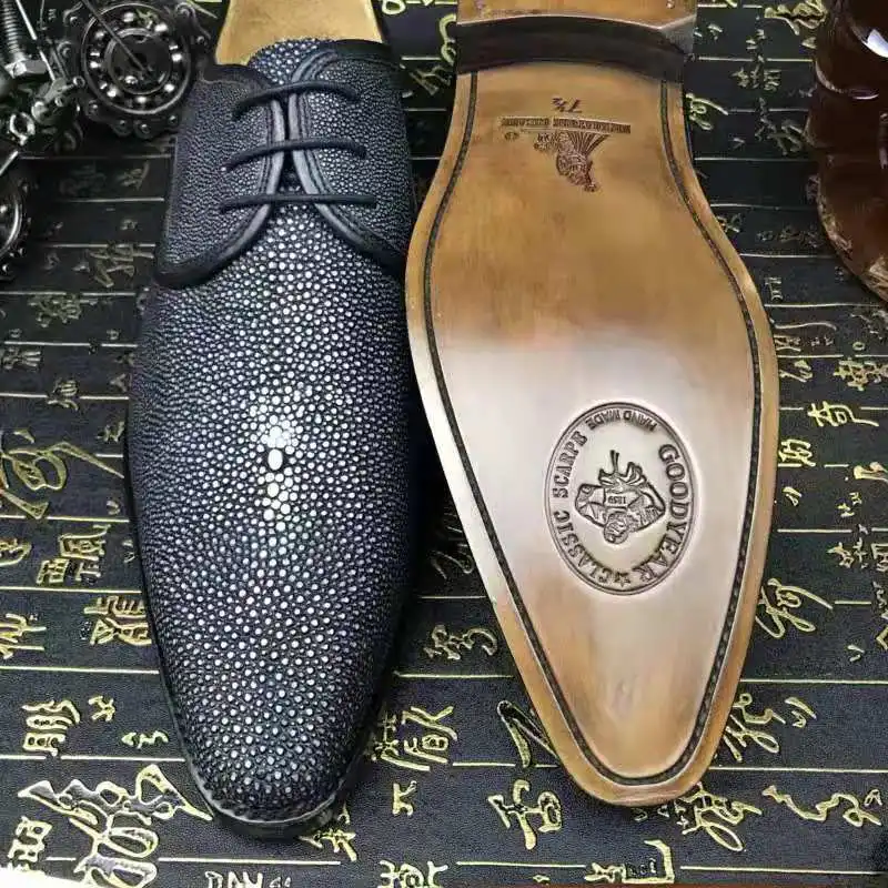Hot Selling Leather Formal Shoes Man's Luxury Genuine Stingray Skin ...
