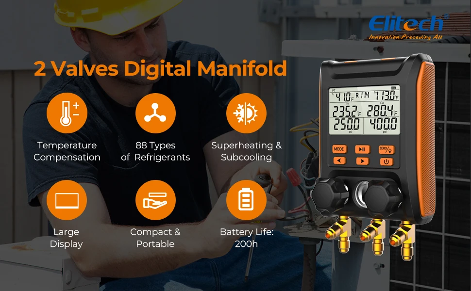 Eli-tech MS-1000 HVAC Digital Manifold Gauge - Precision AC Fitting
