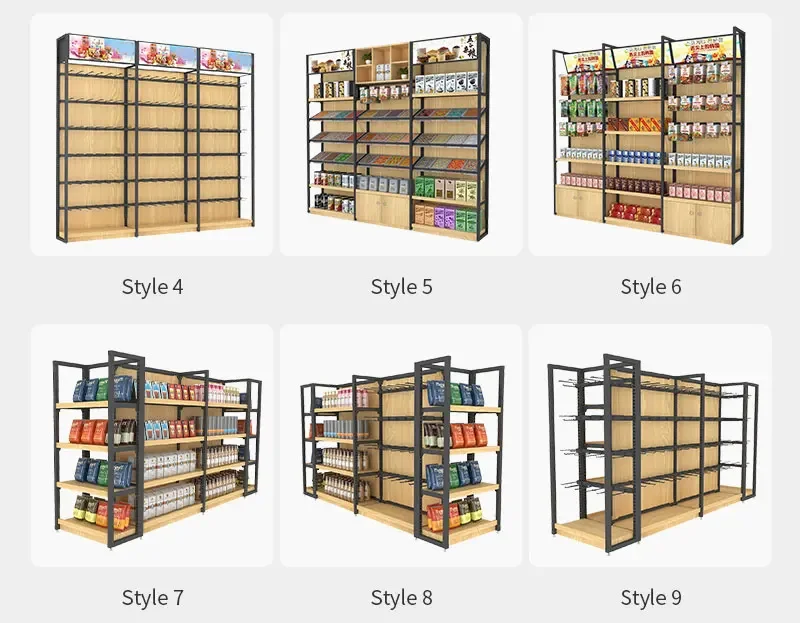 Book Store Display Racks - Wooden and Metal Snack Shelves