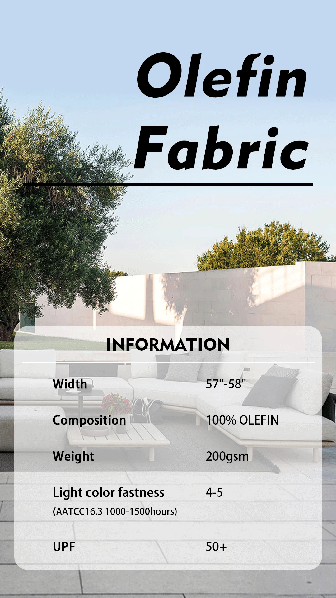 Durable Outdoor Sofa Fabric - Sunproof Olefin 100% Polypropylene