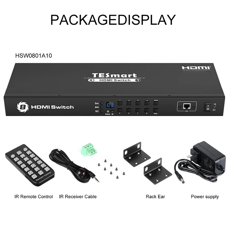 Tesmart 8 Port Hdmi Switch Support 4k 30hz Hot Plug Ir Rs232 Auto Input ...