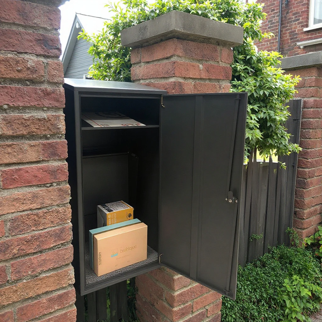 Outdoor Built in Parcel Box Safe Locking Mounted MailBox for Fence ...