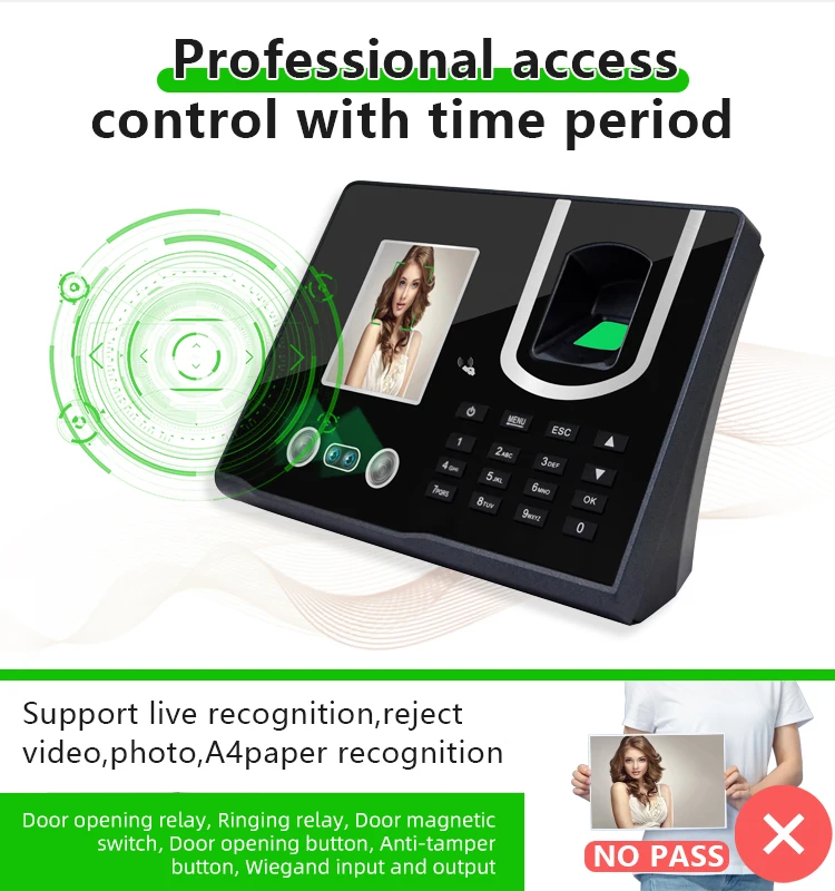Ebkn Time Attendance Clock Biometric Facial Recognition Attendance System Employee Office Device ...