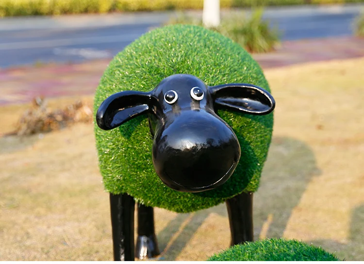 Life Size Statue Cartoon Turf Sheep Giant Polyresin Animal Sculpture ...