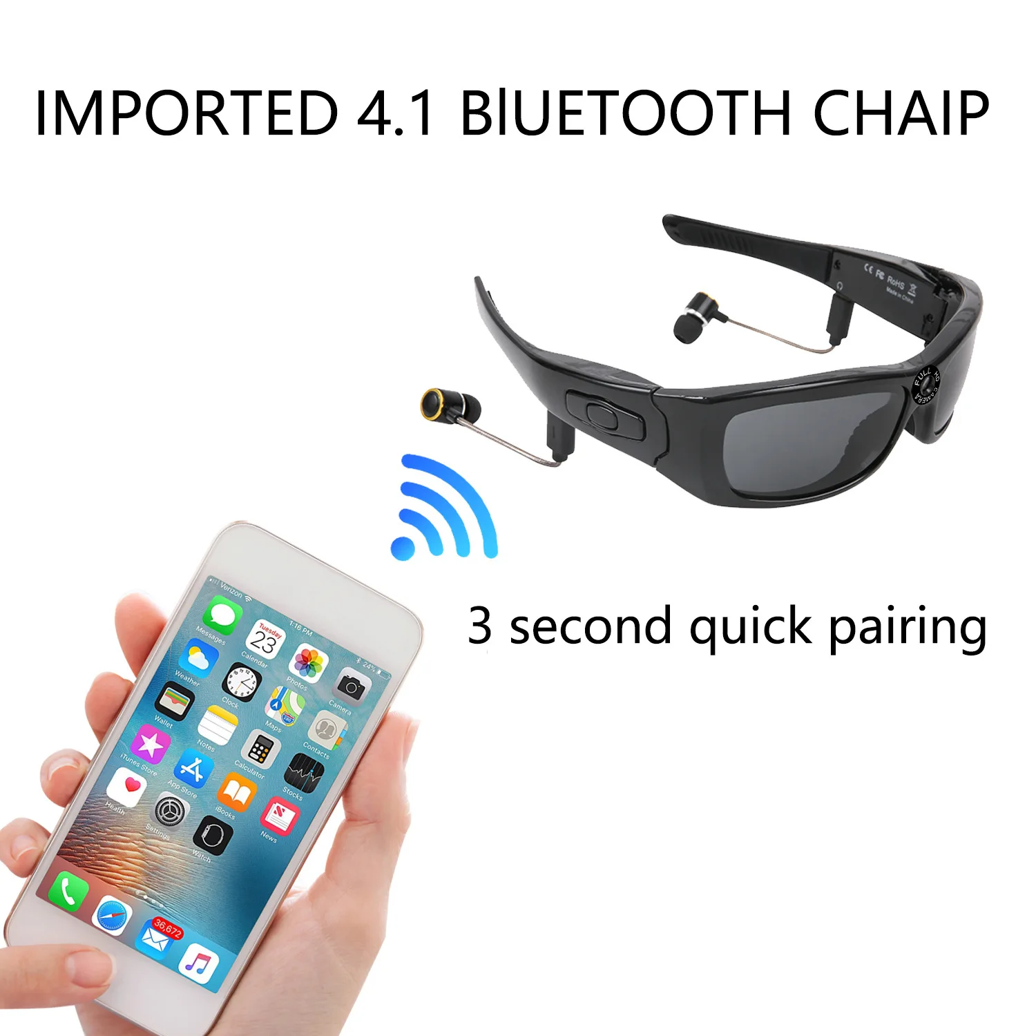 Full Hd 1080p Smart Sunglasses With Camera Multi-functional Mp3 Player ...