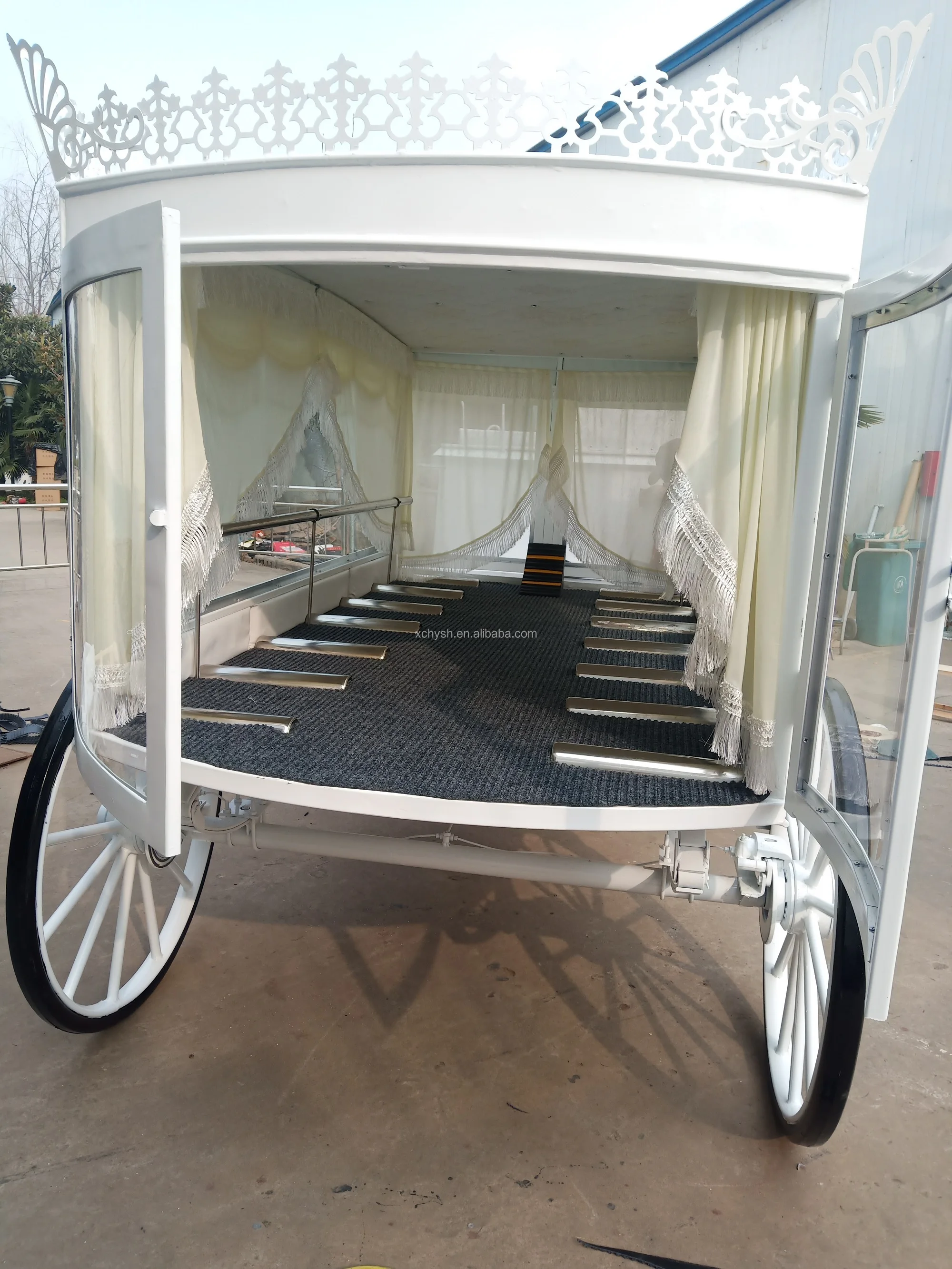 White Electric Funeral Hearse Carriage - American Funeral Wagon