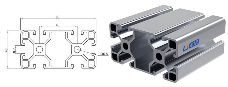 European Standard T Slot Aluminium Extrusion Profile 8040 Aluminium ...