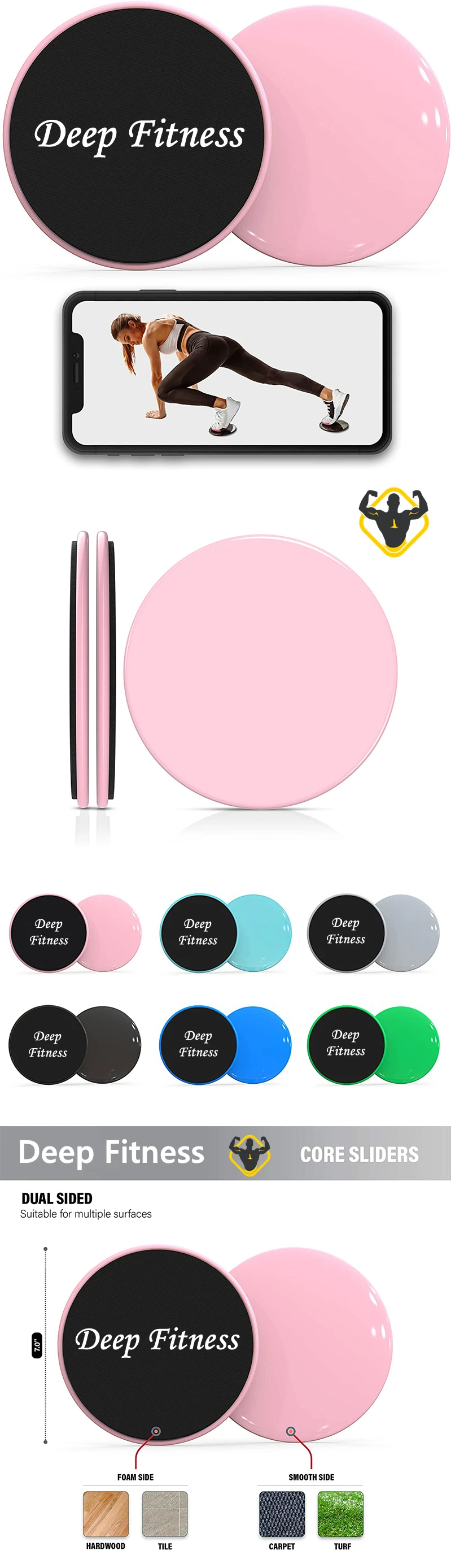 Custom Push up Floors - Sliding Gym Pilates Gliders