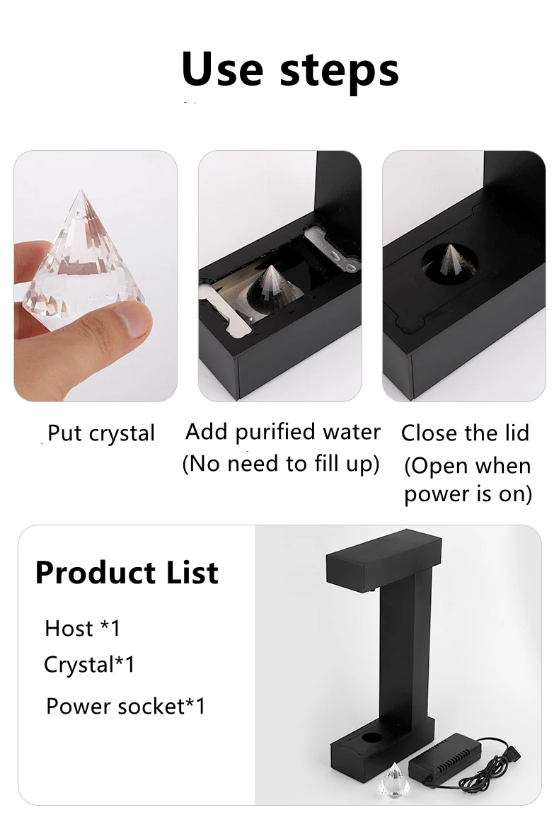 Crystal Anti-Gravity Levitating UV Lamp for Air Purification