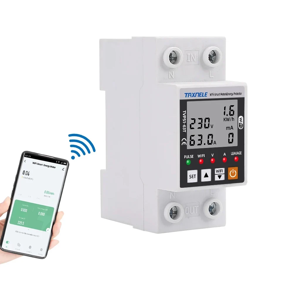 63a Tuya Wifi Smart Earth Leakage Over Under Voltage Protector Relay ...