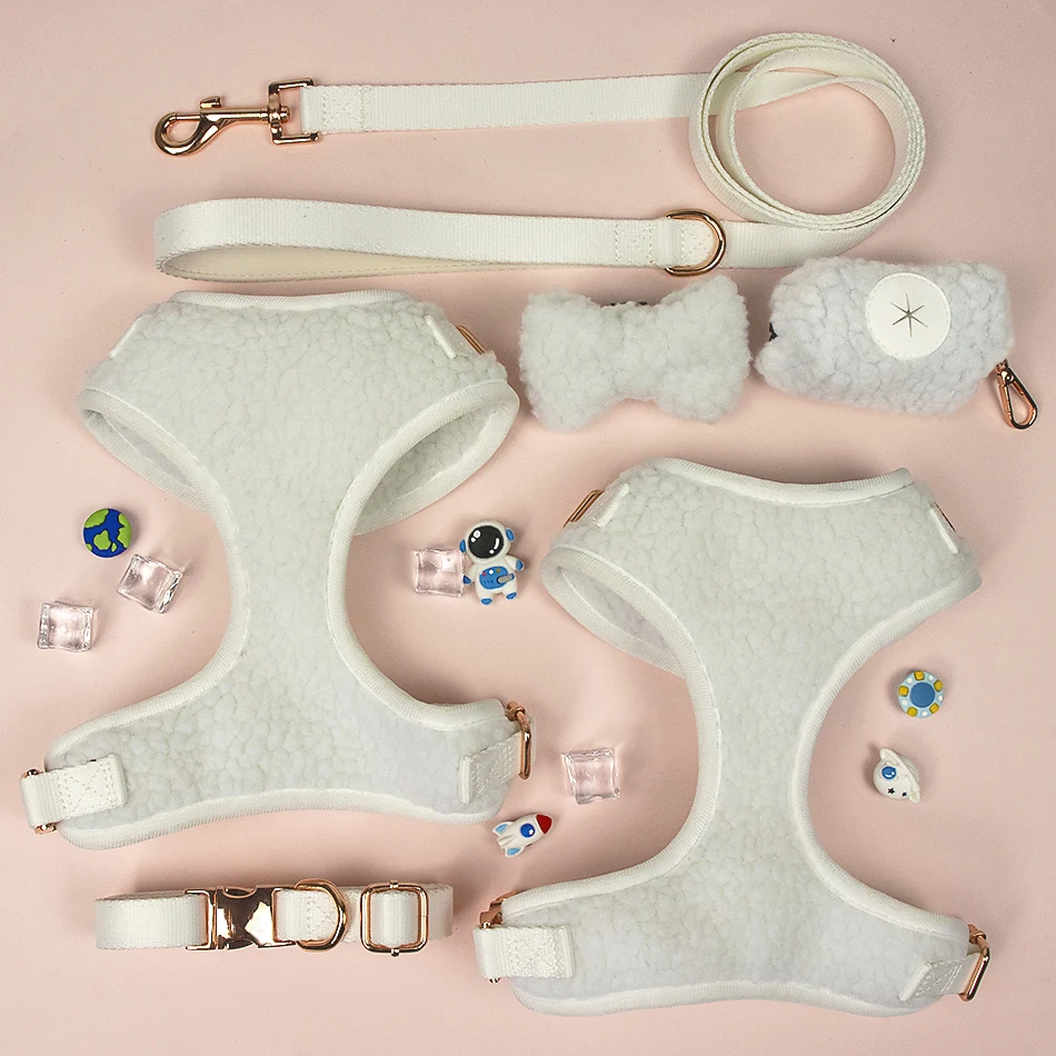 Luxury Furry Teddy Dog Harness Soft No Pull Adjustable Vest For Pet ...