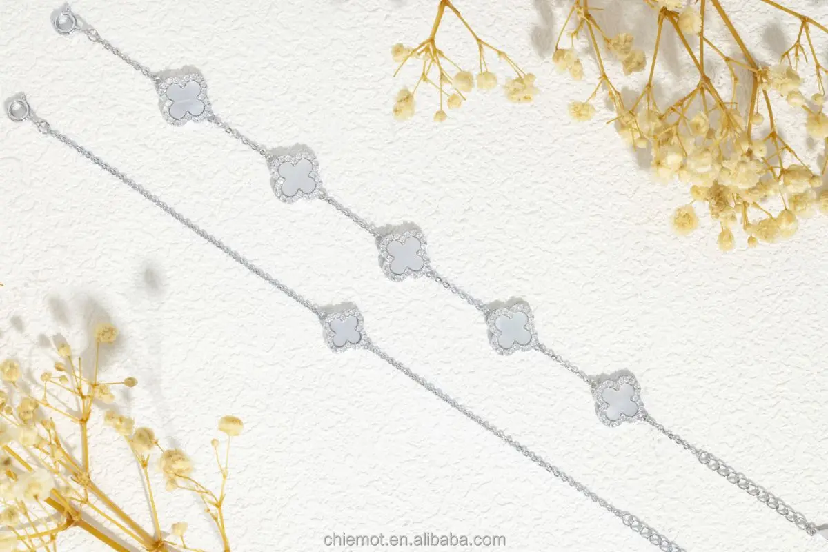 Vana Fine Four Leaf Clover Jewellery 925 Sterling Silver Charm Bracelet Bangle Silver 925 ...