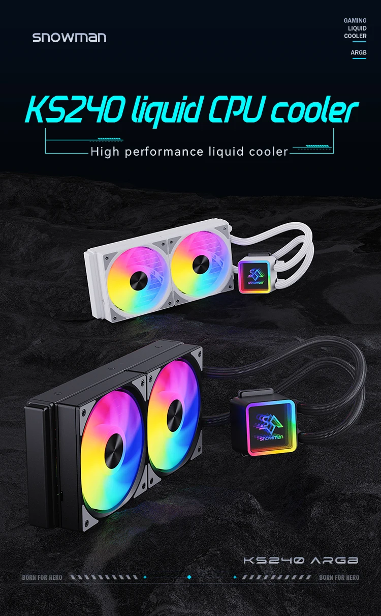 SNOWMAN 240mm ARGB AIO Liquid Cooler with Temperature Display