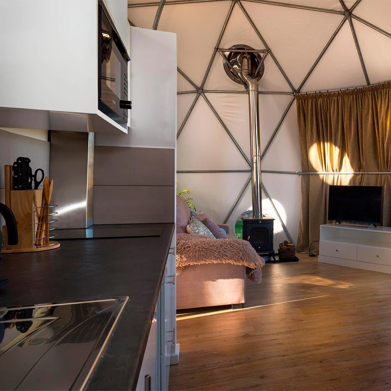 Inflatable Glamping Geodesic Dome Tent Hub With Stove - Buy Dome Tent ...