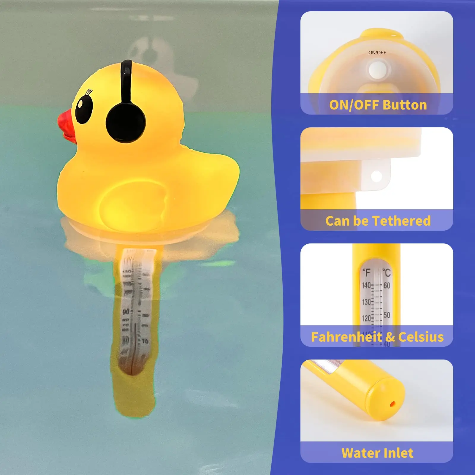 Floating Pool Thermometer - Easy-Read Wireless Design