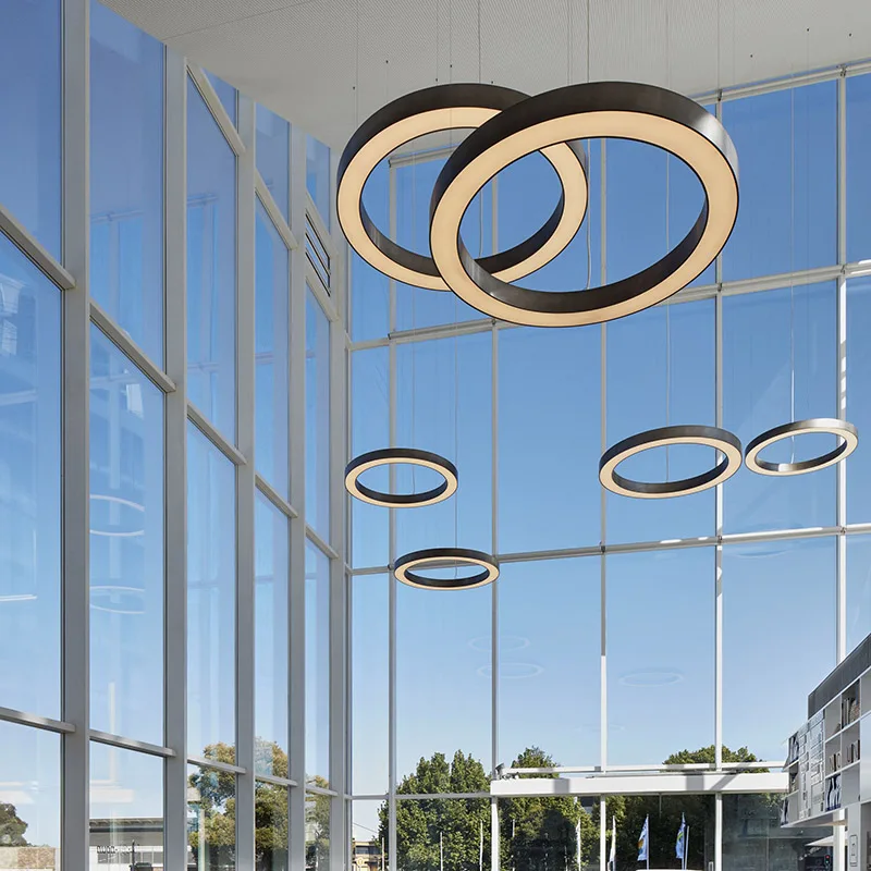 Curved Led Linear Pendant Light Oval Round Shape Suspended Led Profile ...