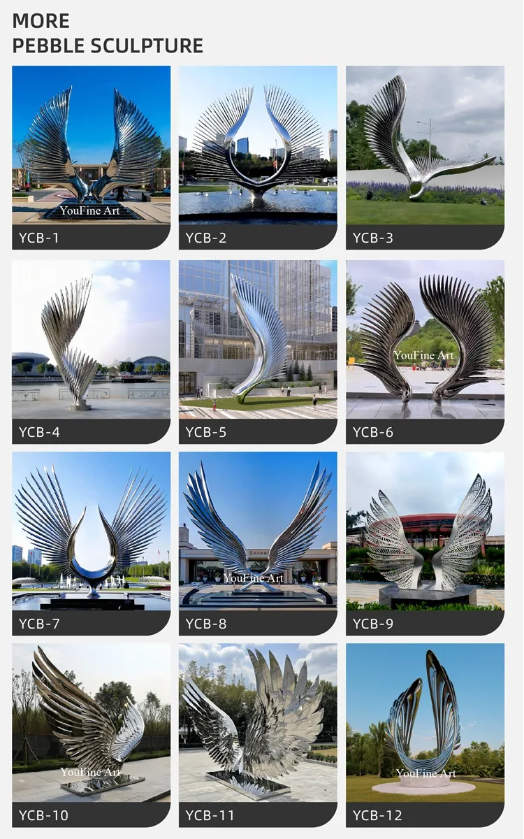 Outdoor Park Large Stainless Steel Bird Wing Sculpture