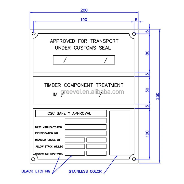 Greevel Stainless Steel Iso Shipping Container Csc Plate - Buy Csc ...
