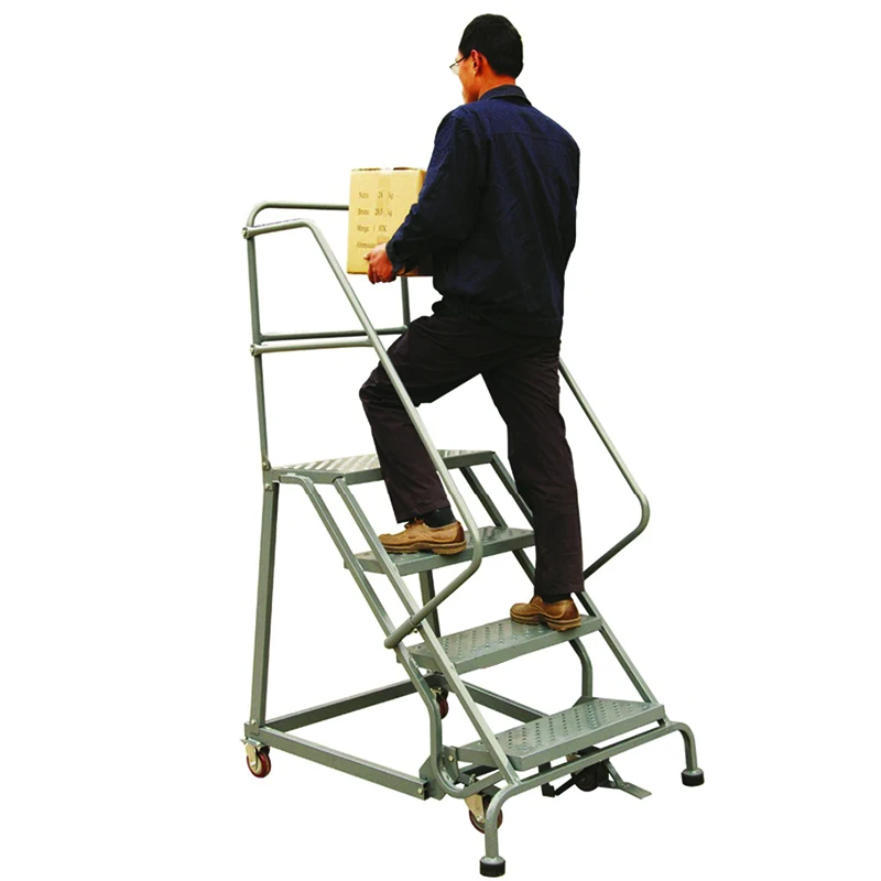 Warehouse Mobile Supermarket Lockable Step Moveable Stairs