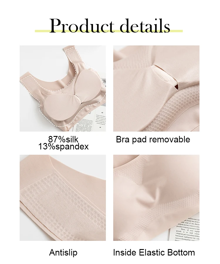 One Size Fit Most Silk Bra Wireless Mulberry Silk Bra Seamless for ...