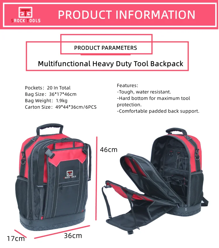 Durable Computer Repair Tool Bag Backpack For Electrician Tool Storage ...