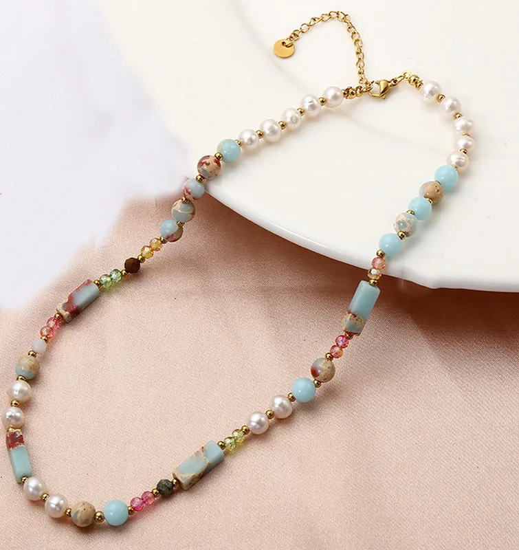 Zooying Natural Stone Women Shoushan Stone Multi Color Crystal Beads ...