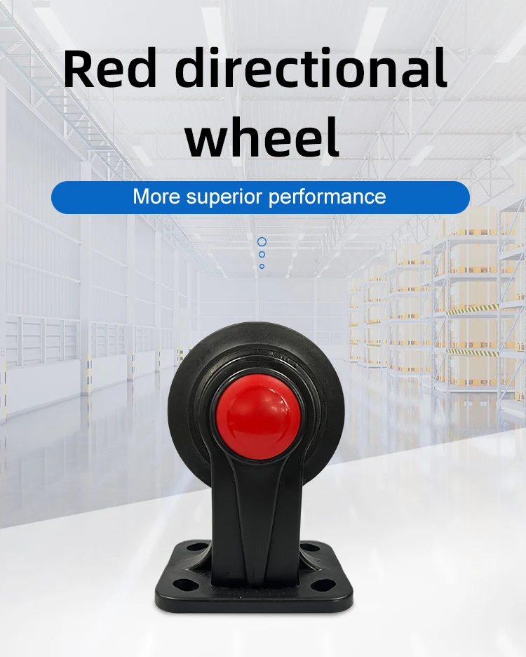 Universal Adjustable Plastic Flat Trolley Red Directional Wheels 4 Inch ...