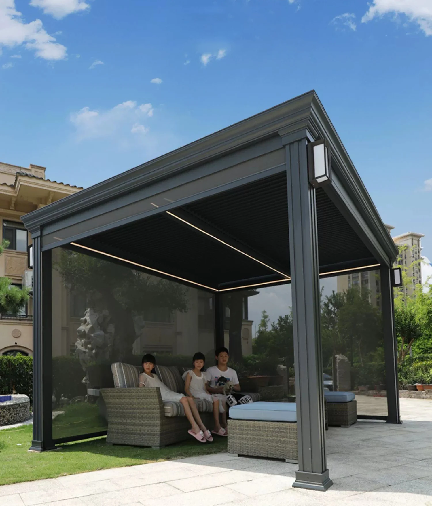 Remote Control Pergola Outdoor Gazebo Garden Bioclimatic