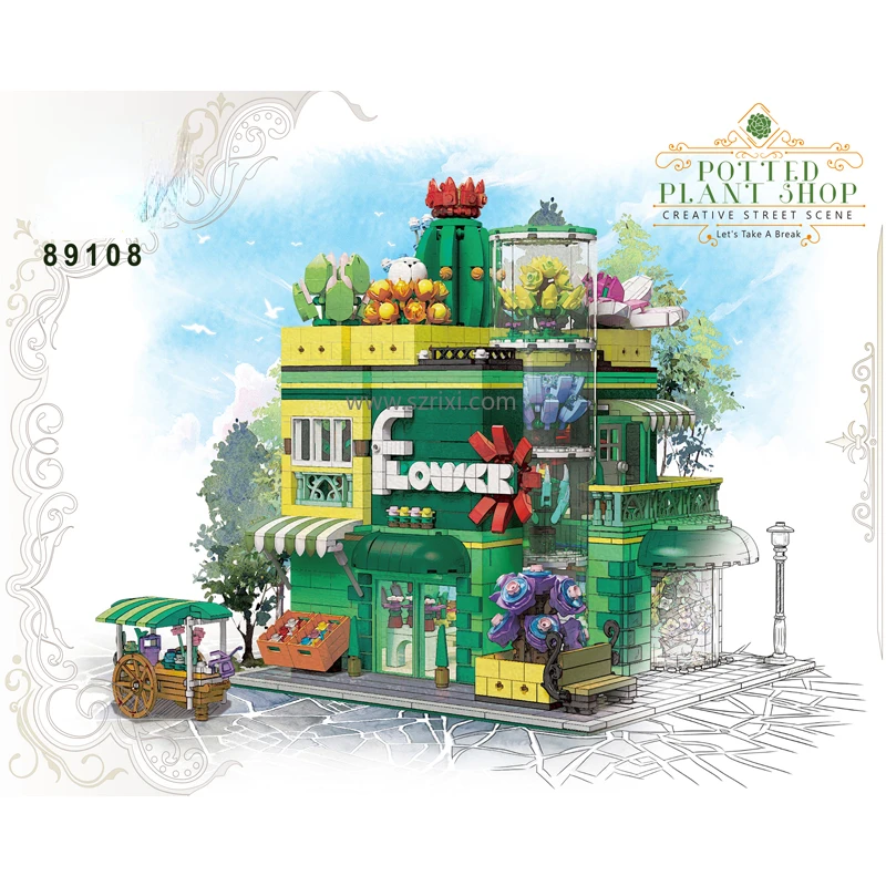 Jie Star 89108 New Creative Succulent Plant Shop Street View Florist ...