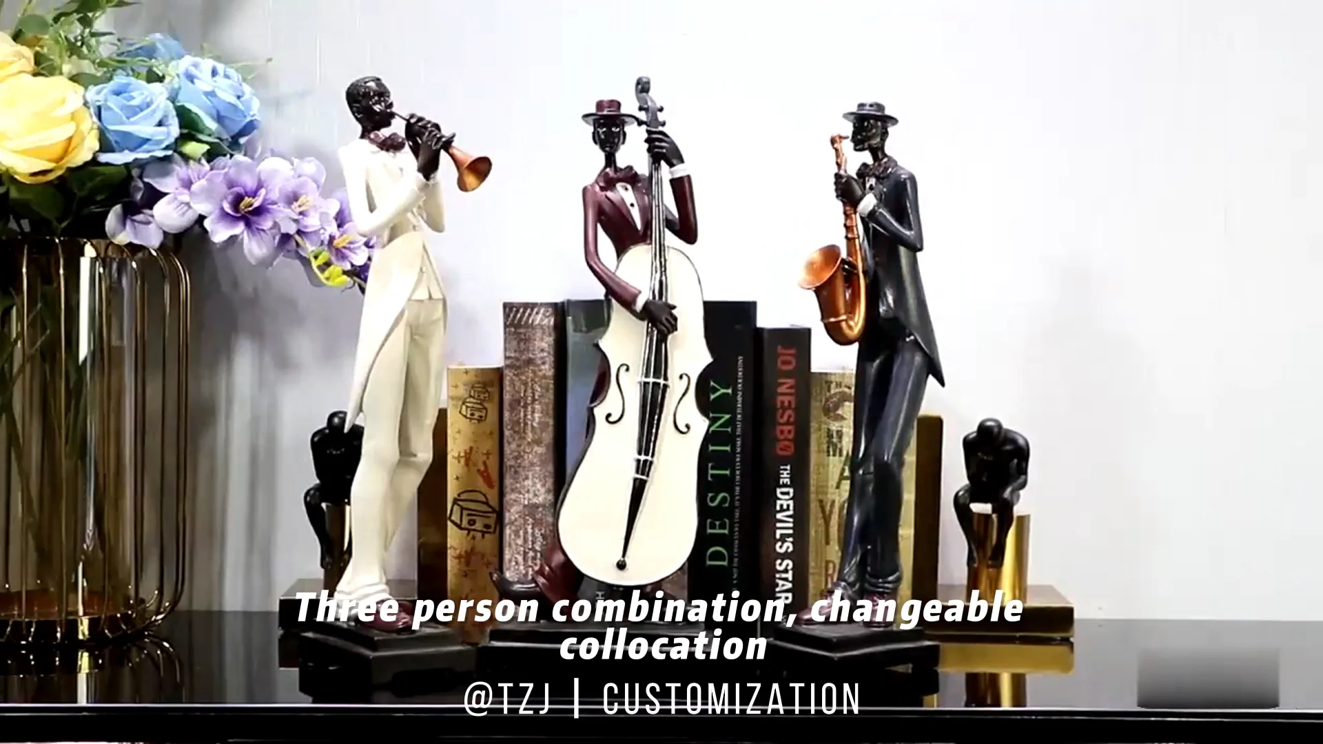 Custom Handmade Home Decoration Resin Figurine Jazz African Black ...