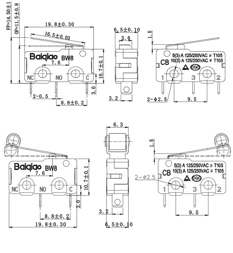 5A 125VAC/250VAC 80gf Micro Switch T125 - Reliable Performance