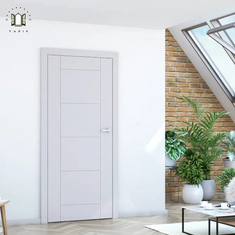 Factory paneled solid wood primed shaker slab standard door internal ...