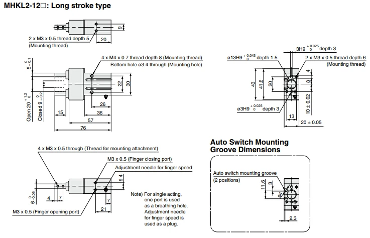 Wedge Cam Operation Slide Guide Air Gripper MHK2 MHKL2 MHK2-25D MHKL2 ...