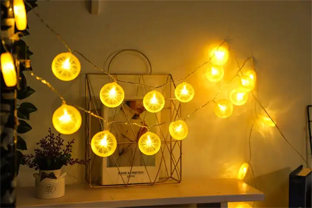 Decorative String Lemon Hanging Fairy String With 10 Led 2aa Battery ...