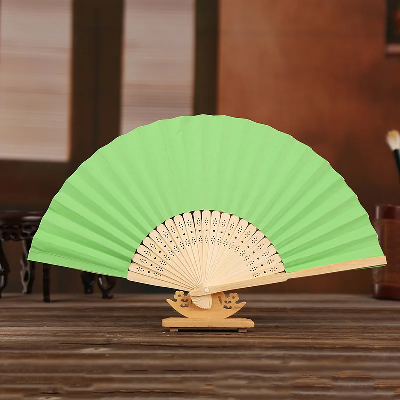 Blank Handheld Paper Fans Bamboo Folding Hand Fans for Wedding Gift and ...