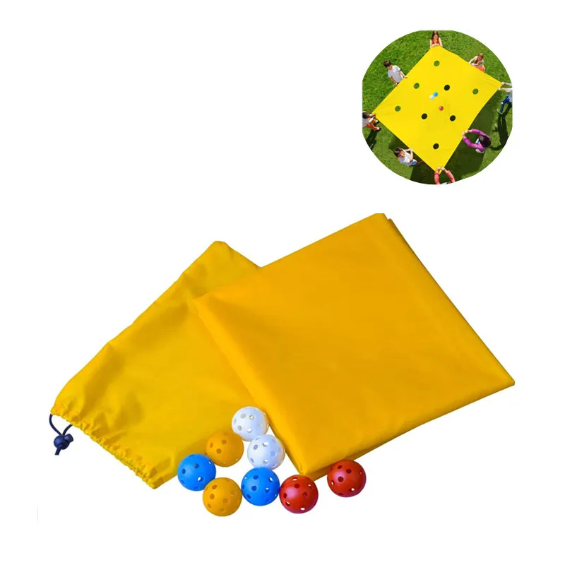 Teamwork Group Learning Fun Playing Hole Tarp Team Building Exercise ...