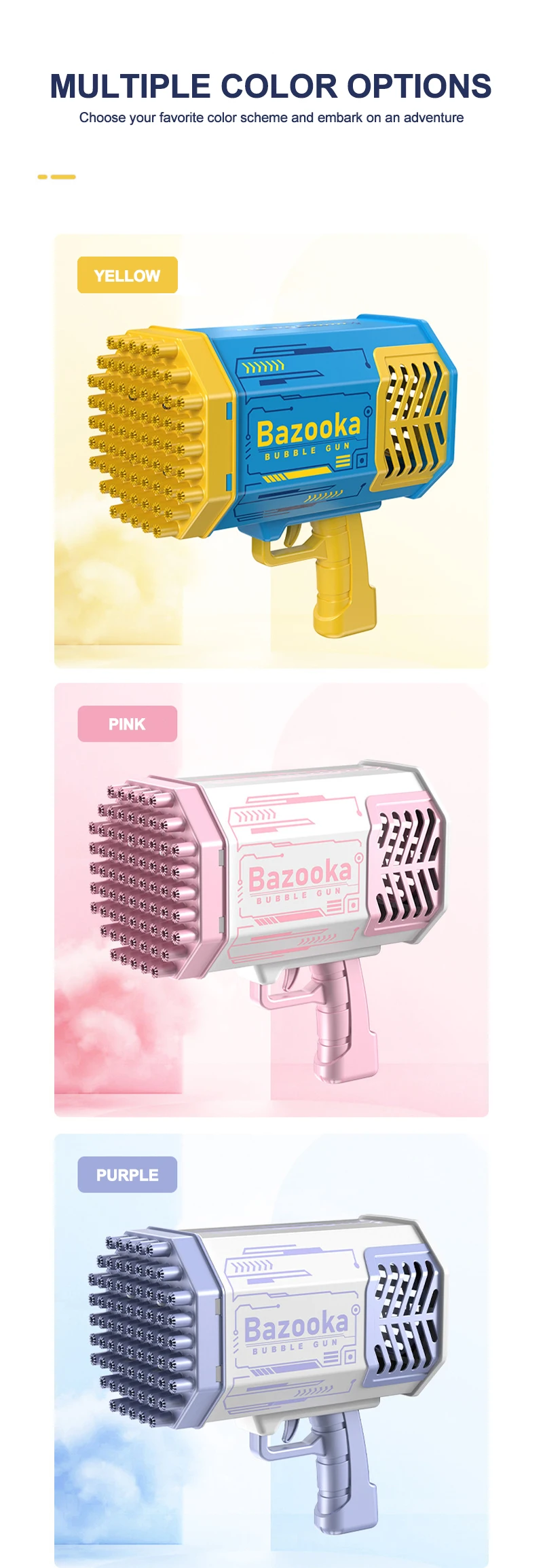 New Hot Selling Kids Toy 69 Holes Bazooka Electric Bubble Blower ...