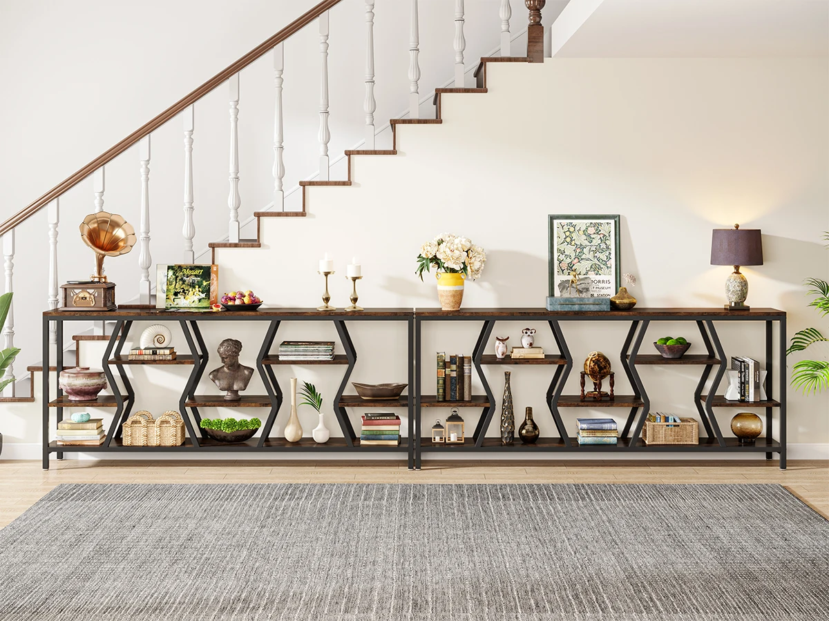 Tribesigns Modern Accent 70.9 Inch Industrial Classic Wooden Rustic ...