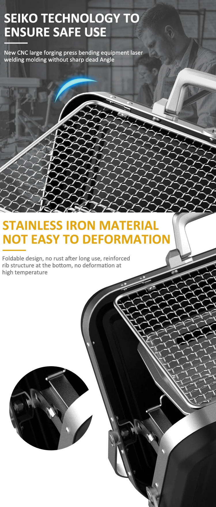 New Suitcase Design Stainless Steel Portable Barbecue Grill Folding ...