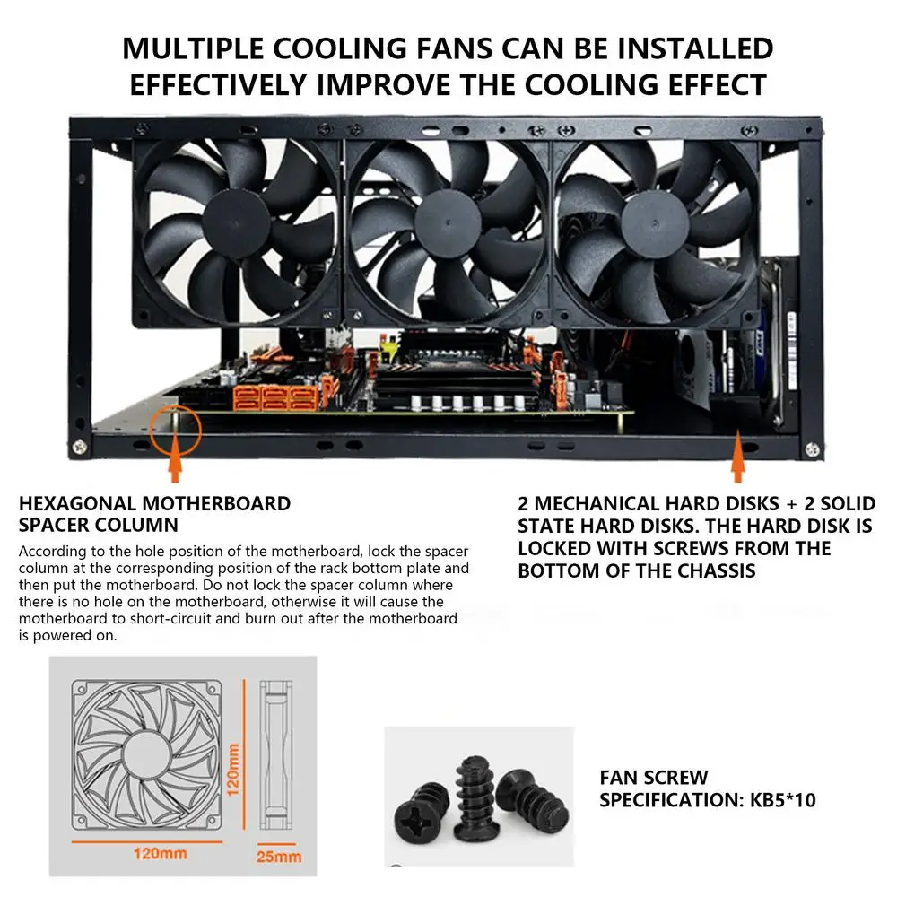 Diy Computer Motherboard Case Rack Aluminum Frame Chassis Cooling Rack ...
