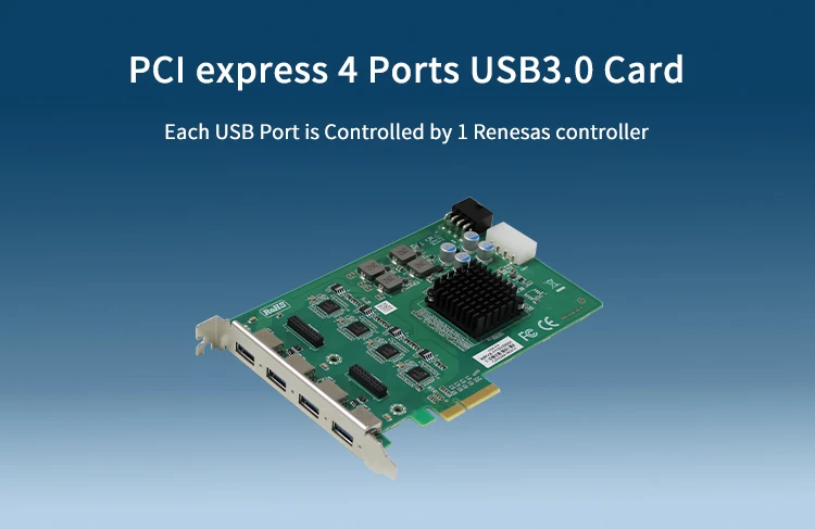 Zhuoxin Chuangchi Internal 4-Port USB Card PCI Express 2.0 X4 with 4 ...