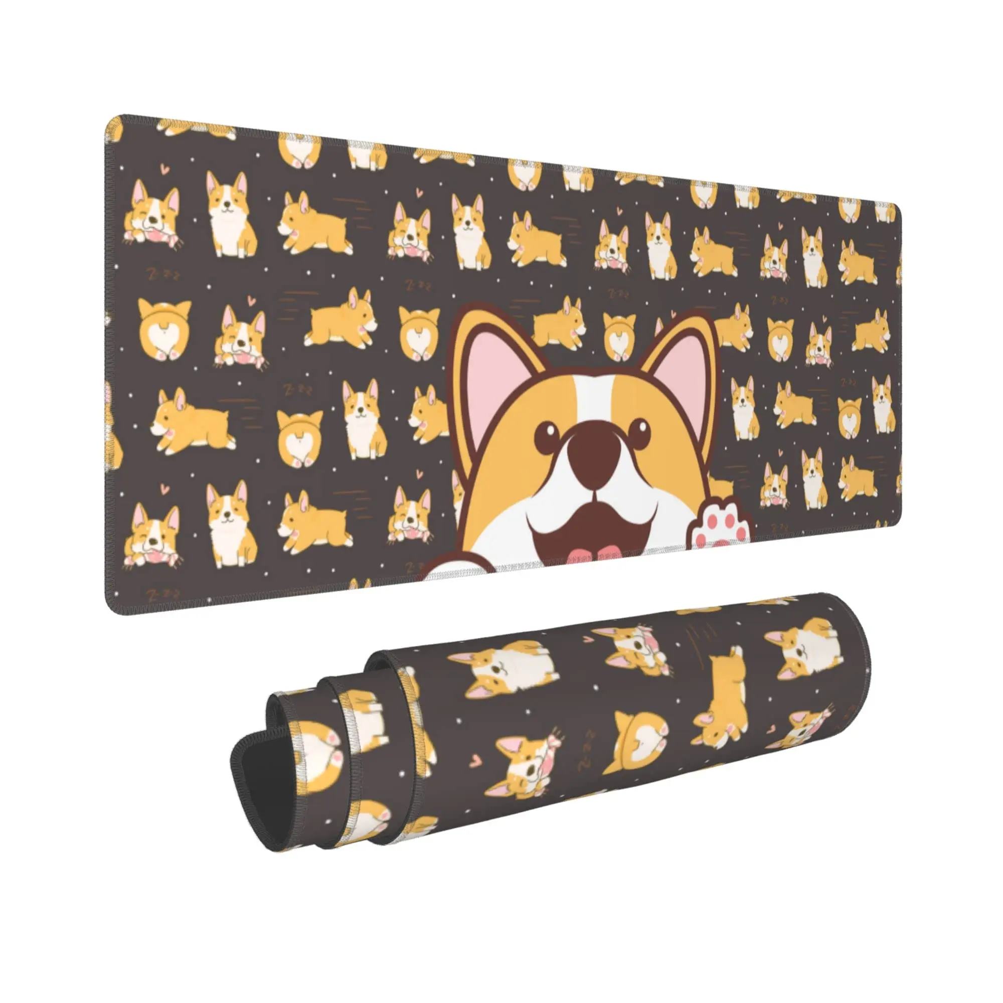 Cartoon Cute Anime Corgi Dog Large Gaming Mouse Pad Rubber Non-slip ...